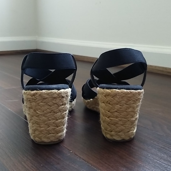 Chaps | Shoes | Chaps Black Wedge Sandals | Poshmark